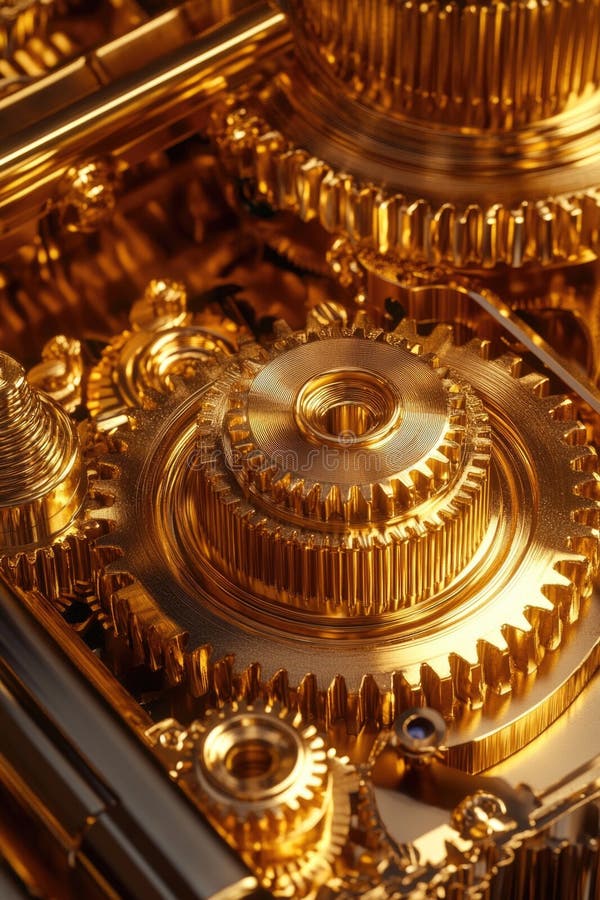 Golden Clock Gears Close Up Stock Image - Image of engineering ...