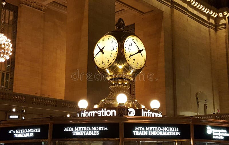Golden Clock at Grand Central Terminal Editorial Stock Photo - Image of ...