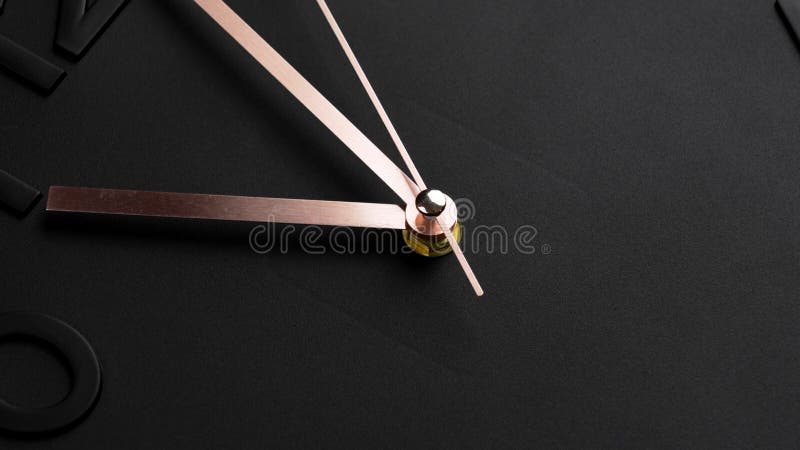 Golden Clock Hands on a Black Stylish Dial Close Up. Stock Footage ...