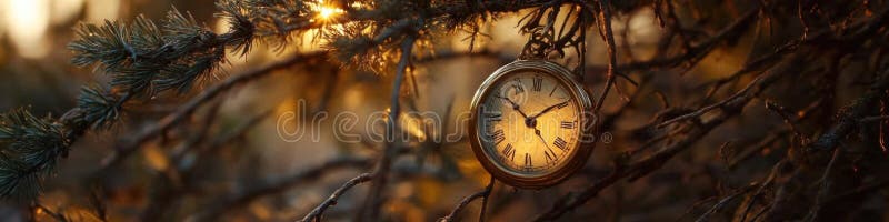 Golden Clock in Nature with Time Concept, Waiting Time and Moment Theme ...