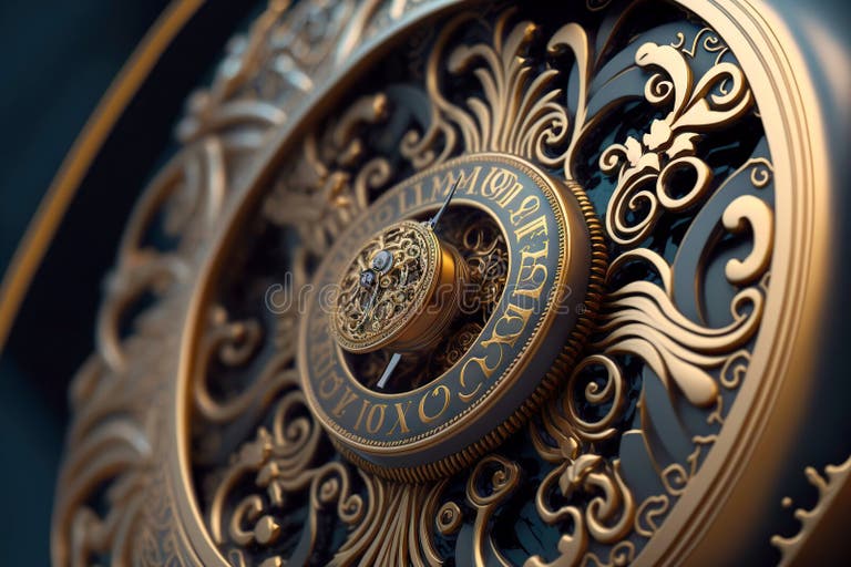 Golden Clock with Open Clockwork with Numbers and Letters Stock ...