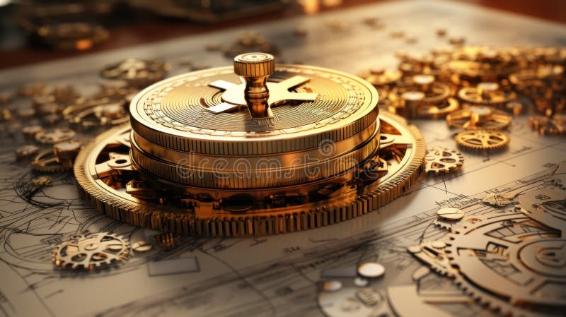 A Golden Clock Sitting on Top of a Table. Generative AI Image. Stock ...