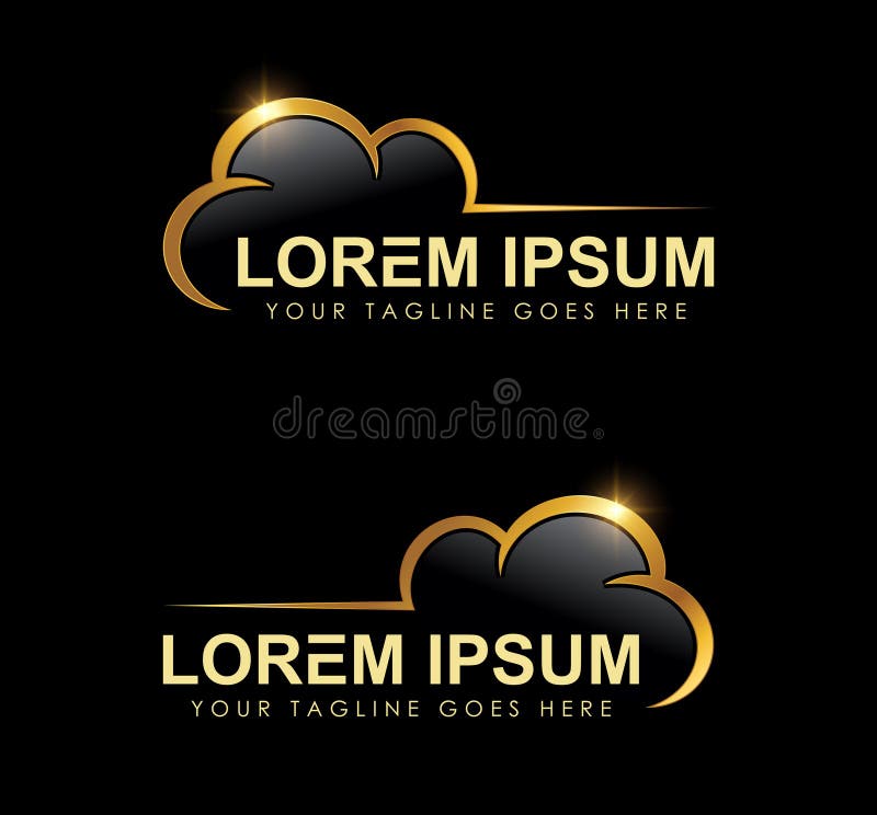 Gold Cloud Logo Golden Chinese Cloud. Chinese New Year Elements Icon.