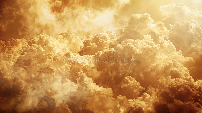 Golden Clouds in the Sky at Sunset with Warm Radiance and Depth Stock ...