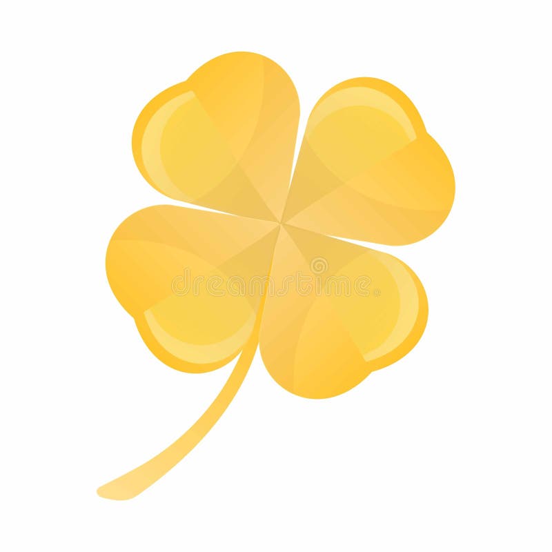 Clover Icon in Flat Style. Good Luck Icon. Golden Four Leaf Clover ...