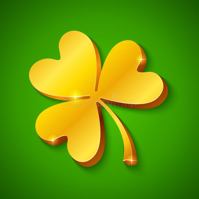 Gold Clover Logo with Four Leaves Stock Illustration - Illustration of ...
