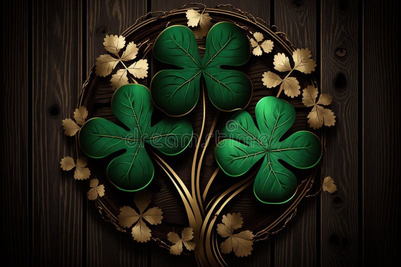 Golden Clover. St Patrick Day, Generative AI. Stock Illustration ...