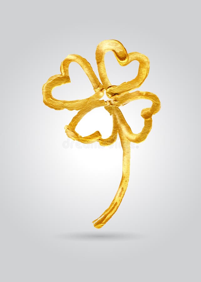 Gold Clover Logo with Four Leaves Stock Illustration - Illustration of ...