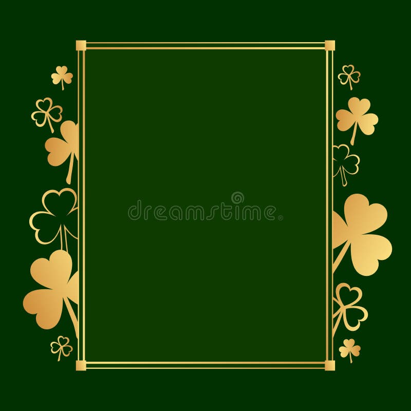A Golden Clover Border Design on Dark Green Stock Vector - Illustration ...