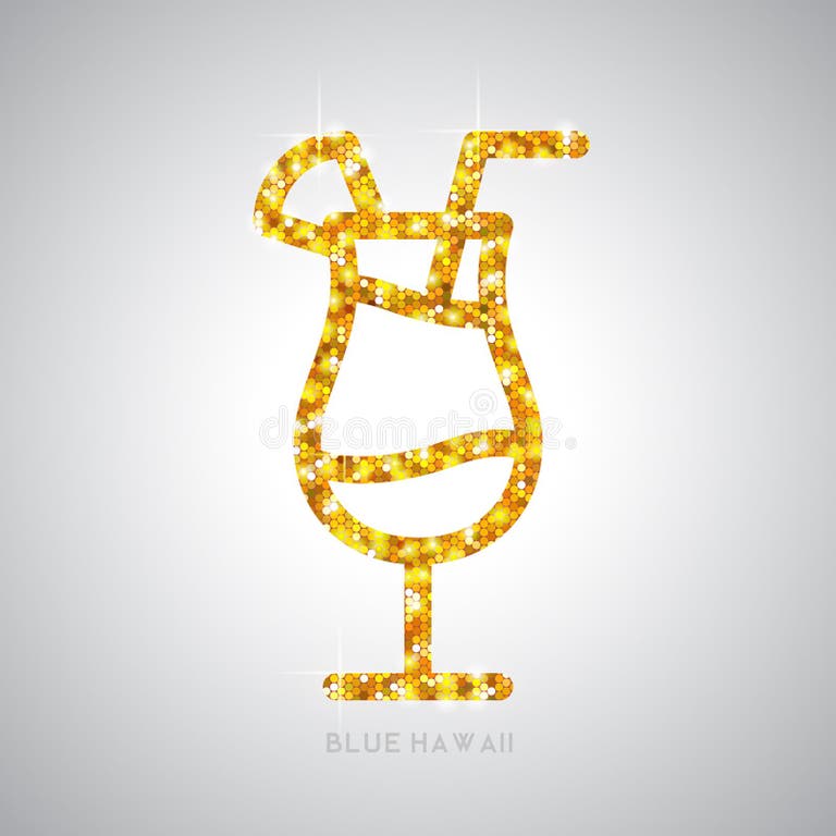 Golden Cocktail Blue Hawaii Flat Icon. Stock Vector - Illustration of ...