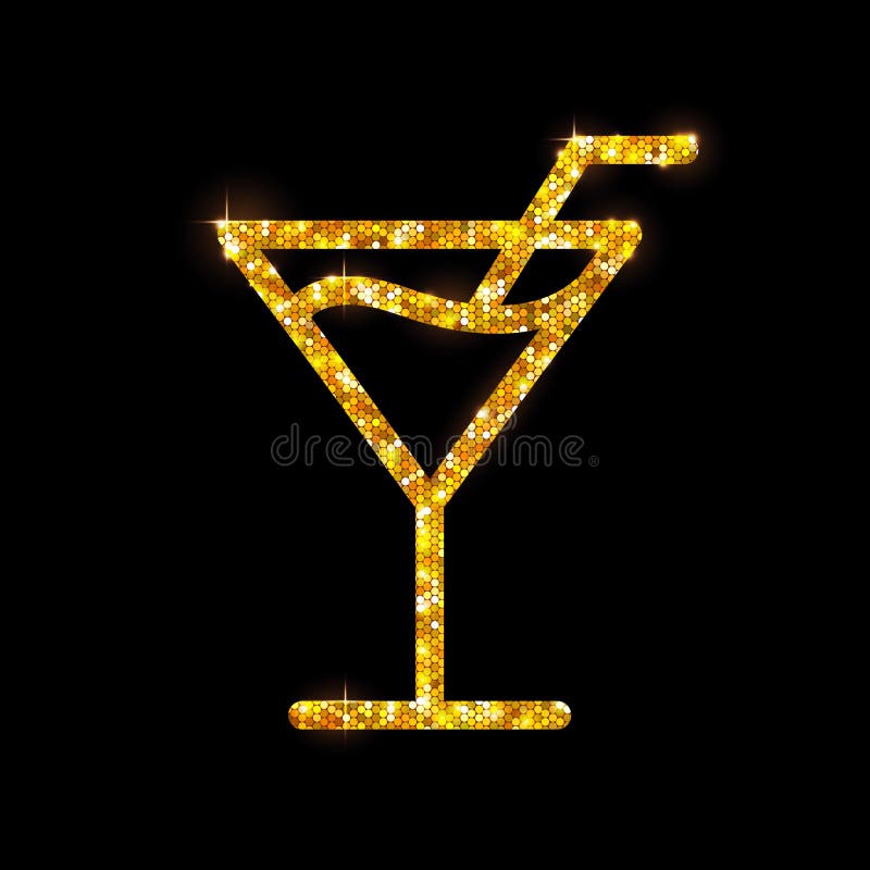 Golden Cocktail Cosmopolitan Flat Icon. Stock Vector - Illustration of ...