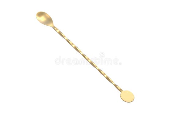 Golden Cocktail Spoon Isolated on White Background Stock Illustration ...