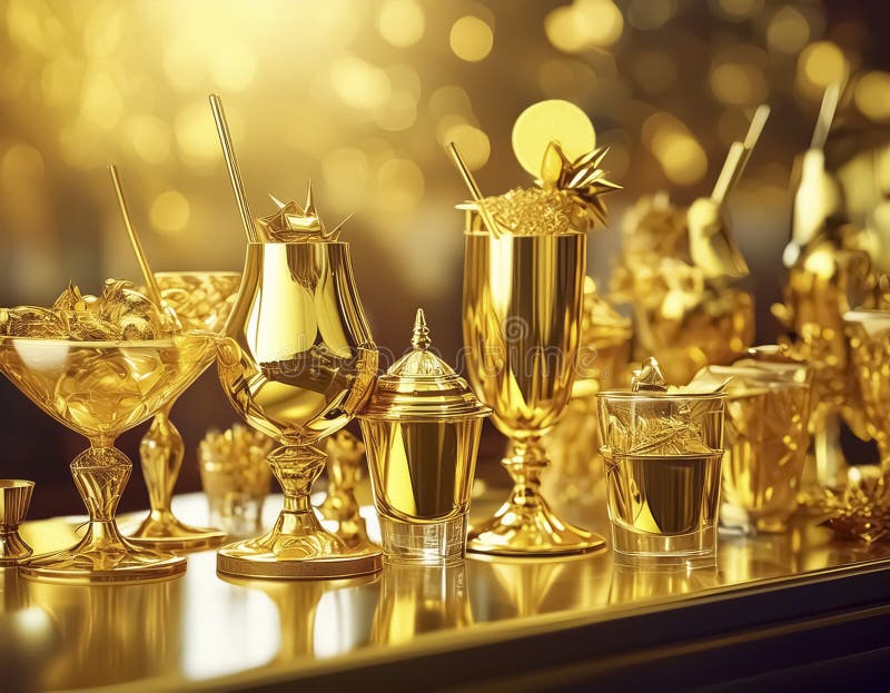 Golden cocktails stock illustration. Illustration of rarefied - 318060600