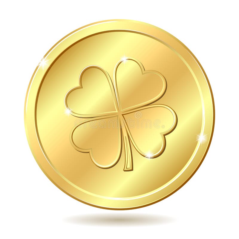 Gold Clover Logo with Four Leaves Stock Illustration - Illustration of ...