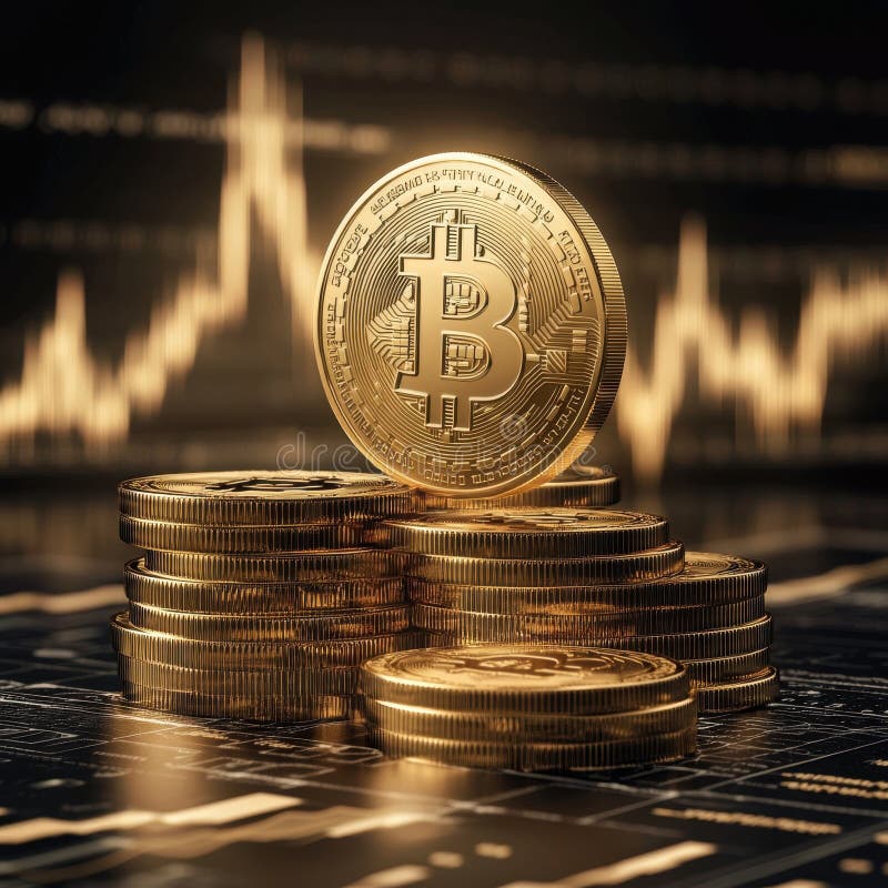 Golden Coin with Financial Graph Indicating Cryptocurrency Value Trends ...