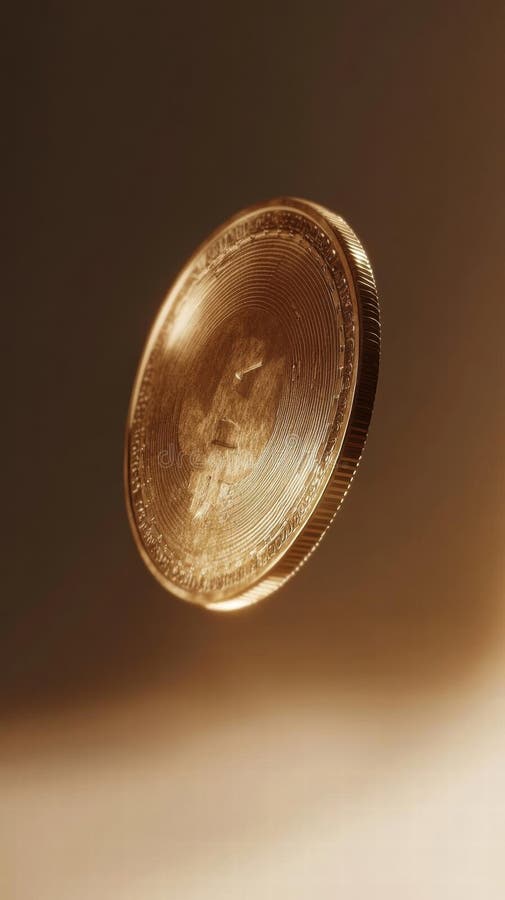 Golden Coin Floating in Mid-Air Stock Illustration - Illustration of ...