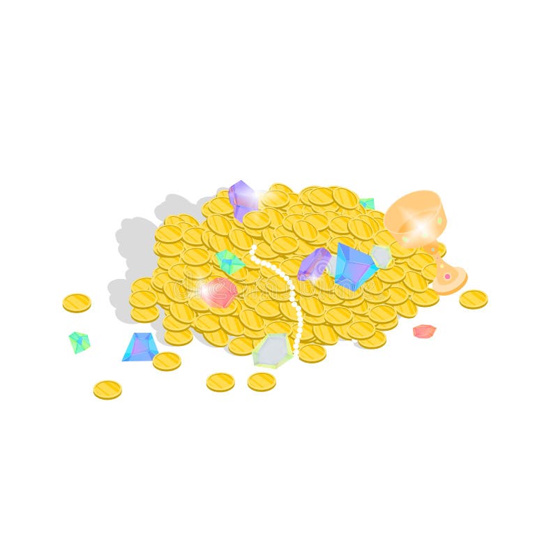 Golden Coin and Gem 3d Isometric View. Vector Stock Vector ...