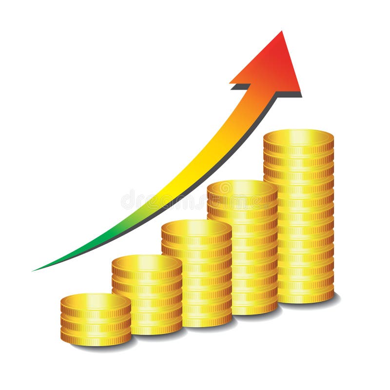 Golden coin graph money stock vector. Illustration of golden - 49328711