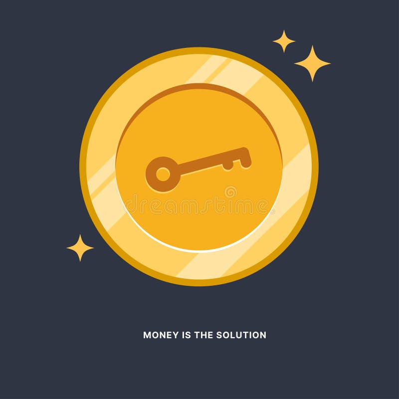 A Gold Coin Flying with Three Balloons. Isolated Vector Illustration ...