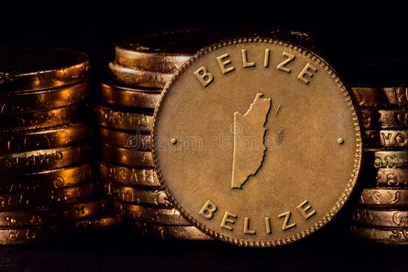 Golden Coin with Map of Belize Stock Illustration - Illustration of ...