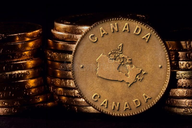 Golden Coin with Map of Canada Stock Illustration - Illustration of ...