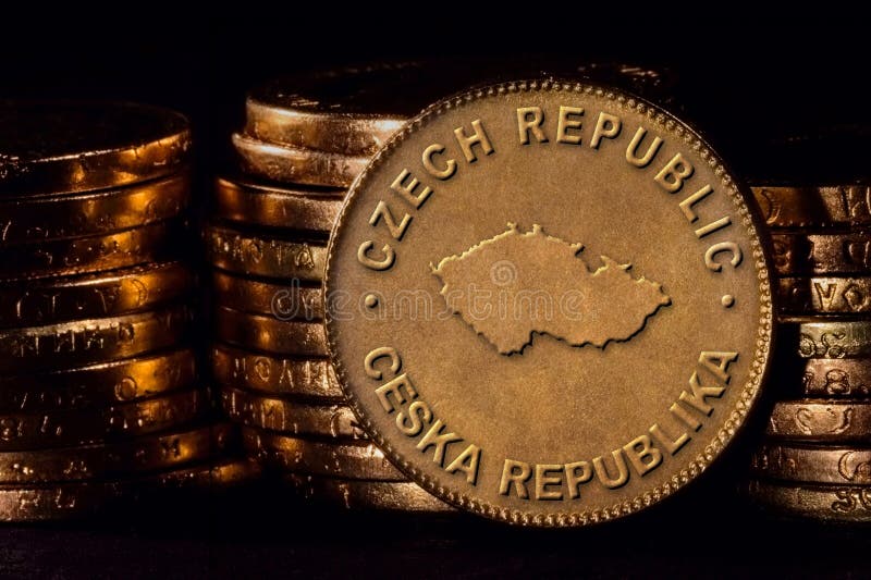 Golden Coin with Map of Czech Republic Stock Illustration ...