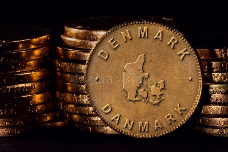 Golden Coin with Map of Denmark Stock Illustration - Illustration of ...