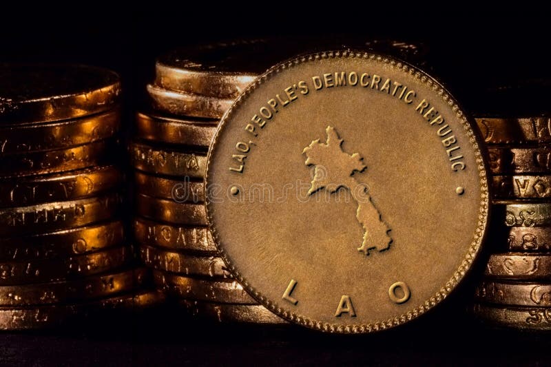 Golden Coin with Map of Laos Stock Illustration - Illustration of ...