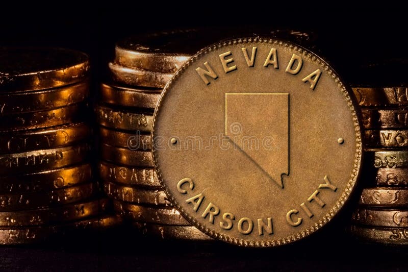 Golden Coin with Map of Nevada Stock Illustration - Illustration of ...