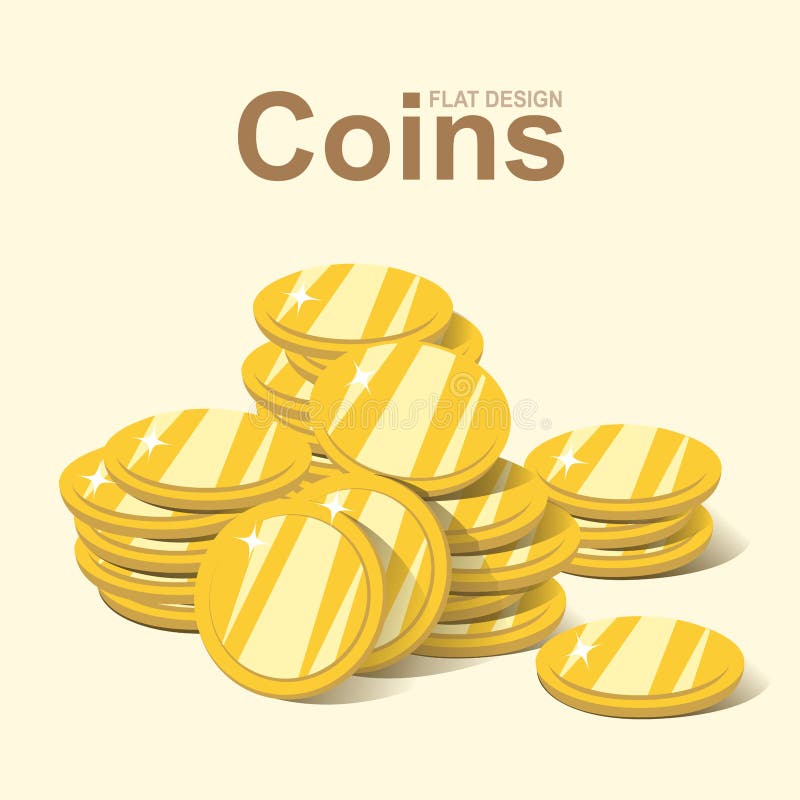 Golden Coin Stack, Gold Money Pile, Flat Design Vector Stock Vector ...