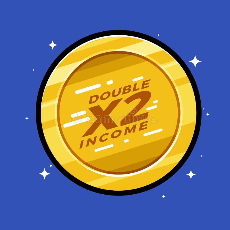 A Golden Coin with Text Double Income. Isolated Vector Illustration ...