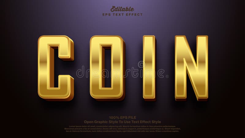 Golden Coin Theme Editable Text Effect Template Stock Vector ...