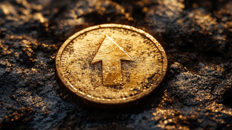 Golden Coin with an Upward Arrow Symbolizing Growth and Prosperity ...