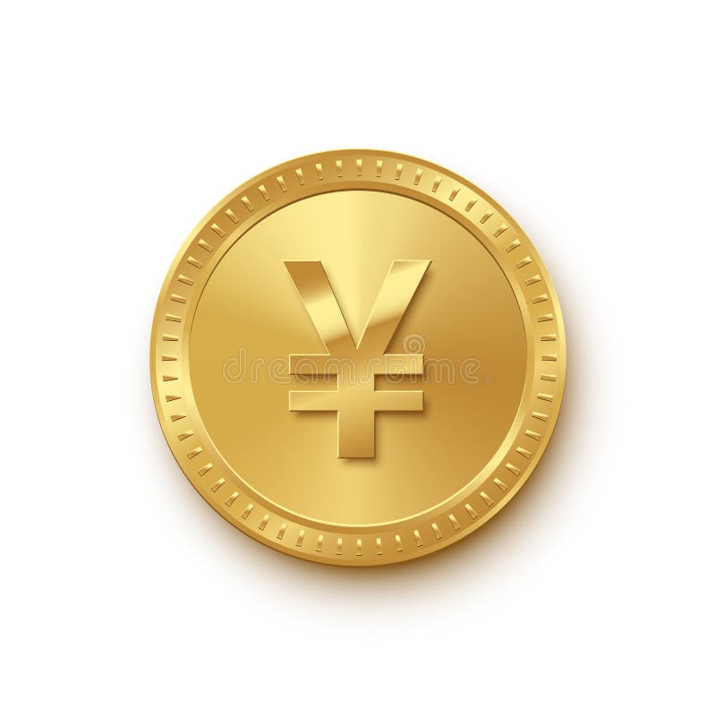 Golden Coin With Yuan Symbol Isolated On White Background Vector