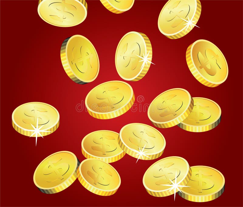 Gold Coins or Golden Money Coin Splash Splatter on Vector Transparent ...