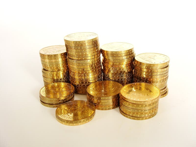 Stacks of Gold Chocolate Coins Stock Image - Image of chocolate ...