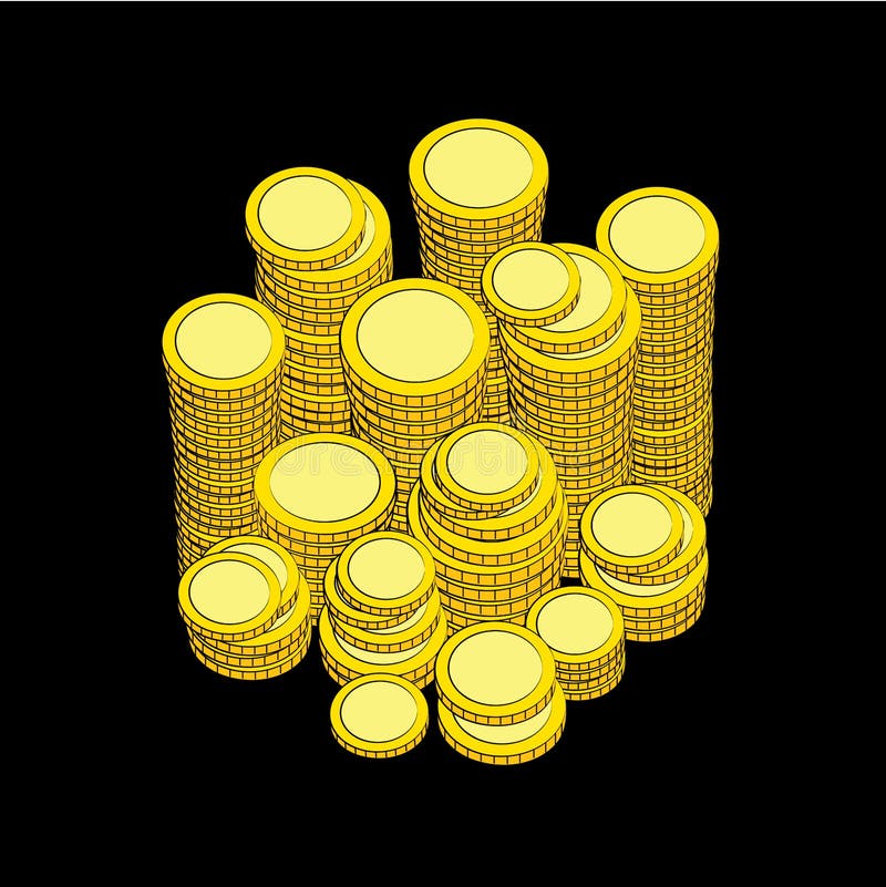 Golden coins on black stock vector. Illustration of golden - 63676214