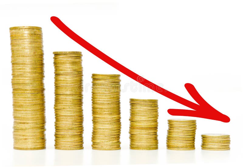 Golden Coins / Business Growth Decline Stock Image - Image of money ...