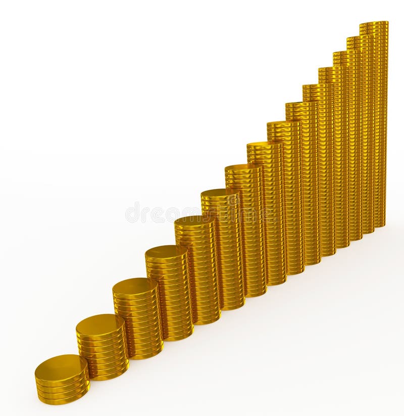 Golden coins chart stock illustration. Illustration of concept - 80808193