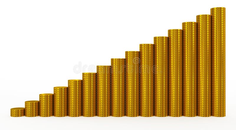 Golden coins chart stock illustration. Illustration of concept - 80808719