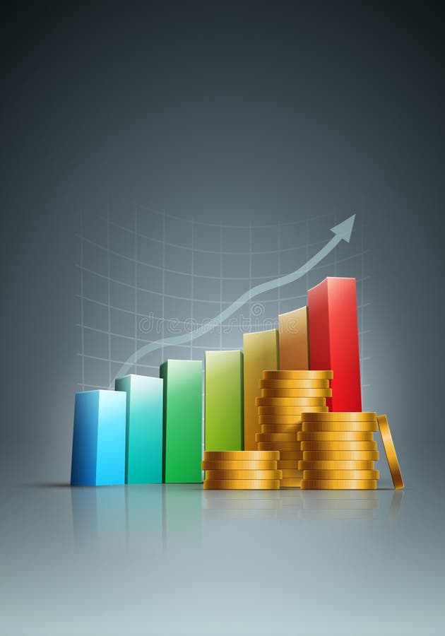 Golden Coins and Colorful Bar Graph. Stock Vector - Illustration of ... Golden Coins and Colorful Bar Graph. Stock Vector - Illustration of ...