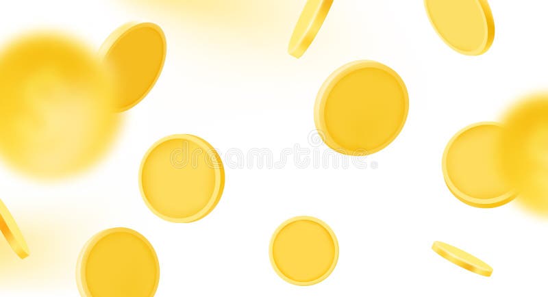 Golden Coins Falling Down Vector Illustration with Blur Effect. 3d ...