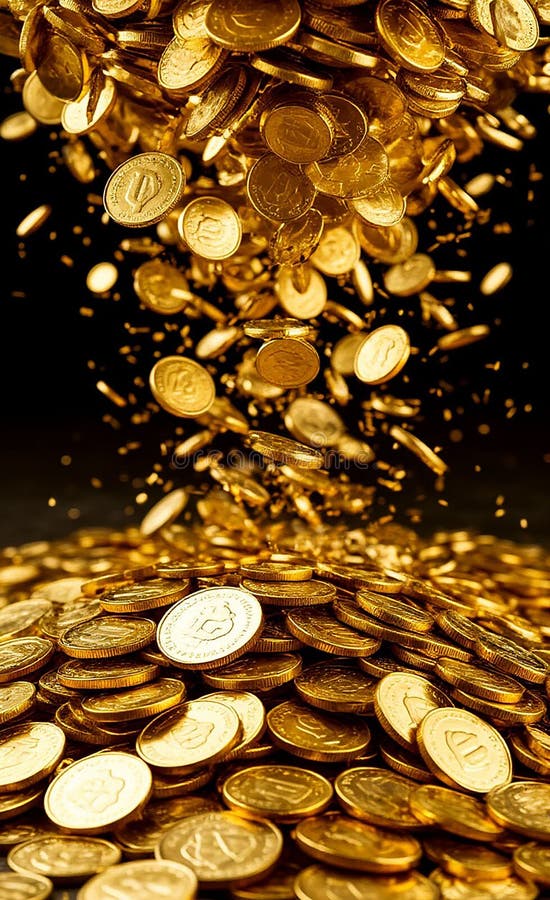 Golden coins falling stock image. Image of money, coins - 370092851