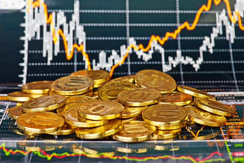 Financial chart and coins stock photo. Image of euro - 25082472
