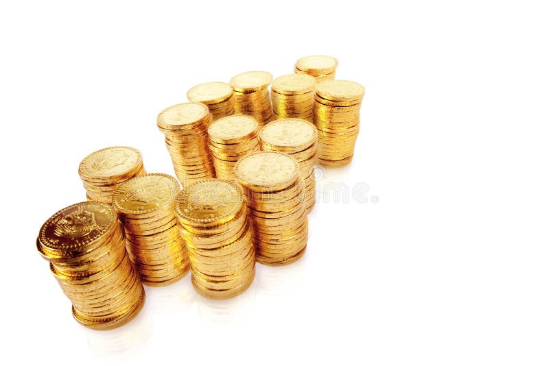 Golden Coins in Form of Money Sign Stock Photo - Image of coin ...