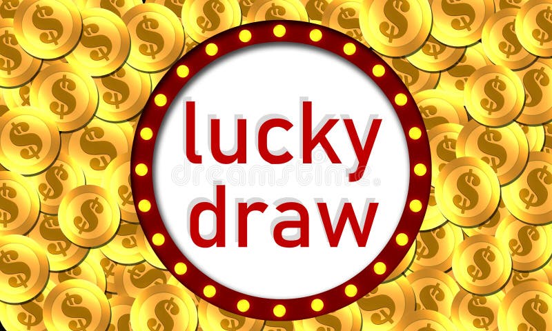 Golden Coins with Lucky Draw Word Stock Illustration - Illustration of ...