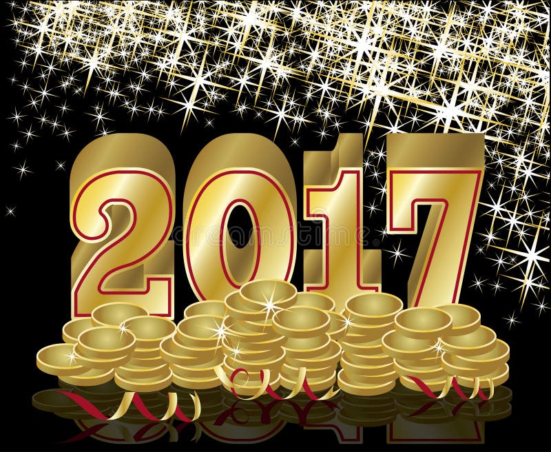 Golden Coins New 2017 Year Banner, Vector Stock Vector - Illustration ...