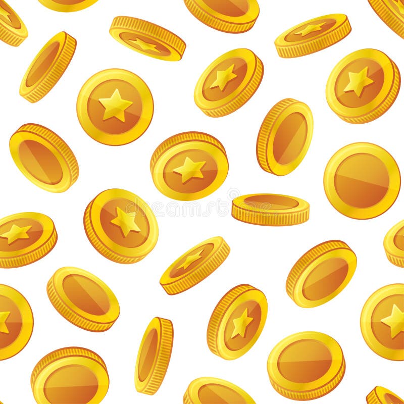Golden Coins Seamless Pattern on White Background. Vector Stock Vector ...
