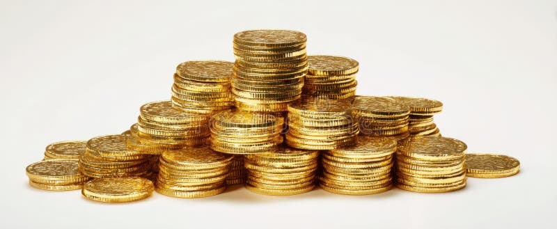 The Golden Coins Stacked in a Pyramid Displaying Wealth and Prosperity ...