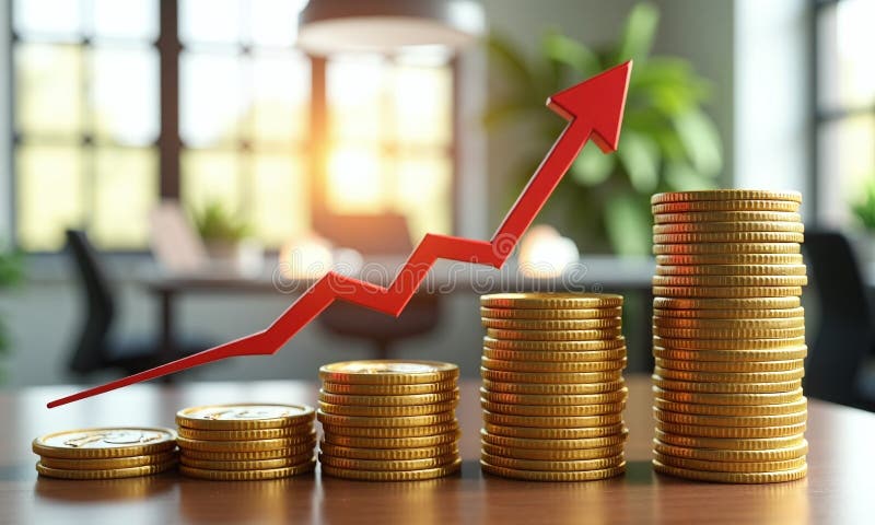 Golden Coins Stacks Ascending Graph Arrow Financial Growth Stock ...